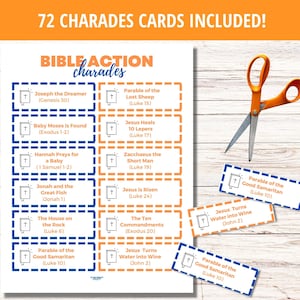 Bible Action Charades, Printable Charades Action Cards, Party Game ...