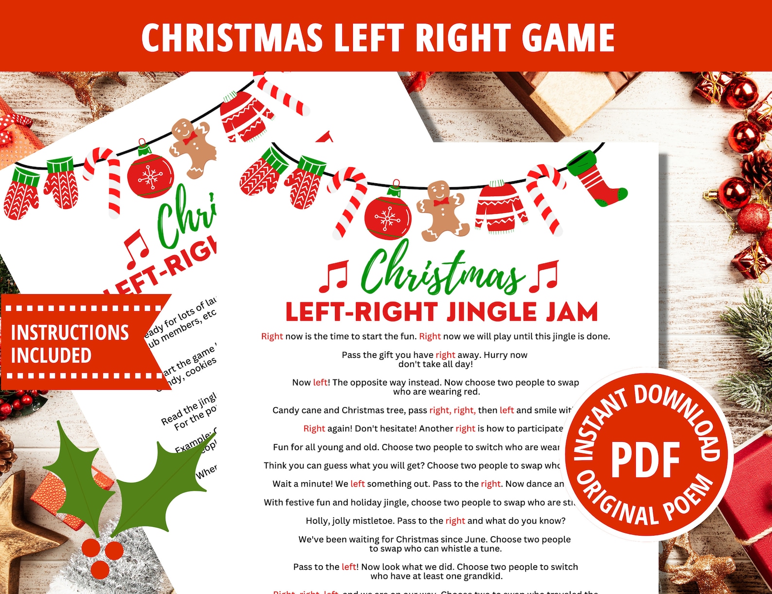 Left-right Game, Festive Fun, Gift Swap Game, Christmas Game, Gift ...
