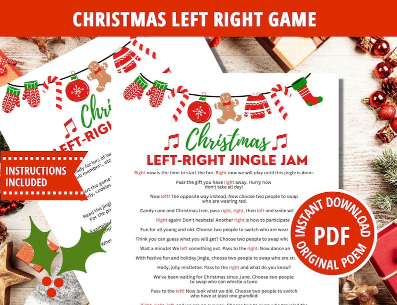 Left-right Game, Festive Fun, Gift Swap Game, Christmas Game, Gift ...