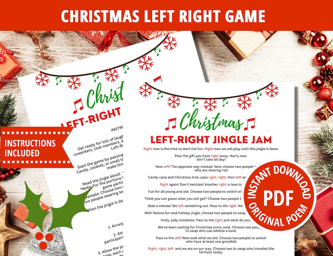 Festive Fun, Left Right Game, Christmas Printable, Christmas Game, Gift ...
