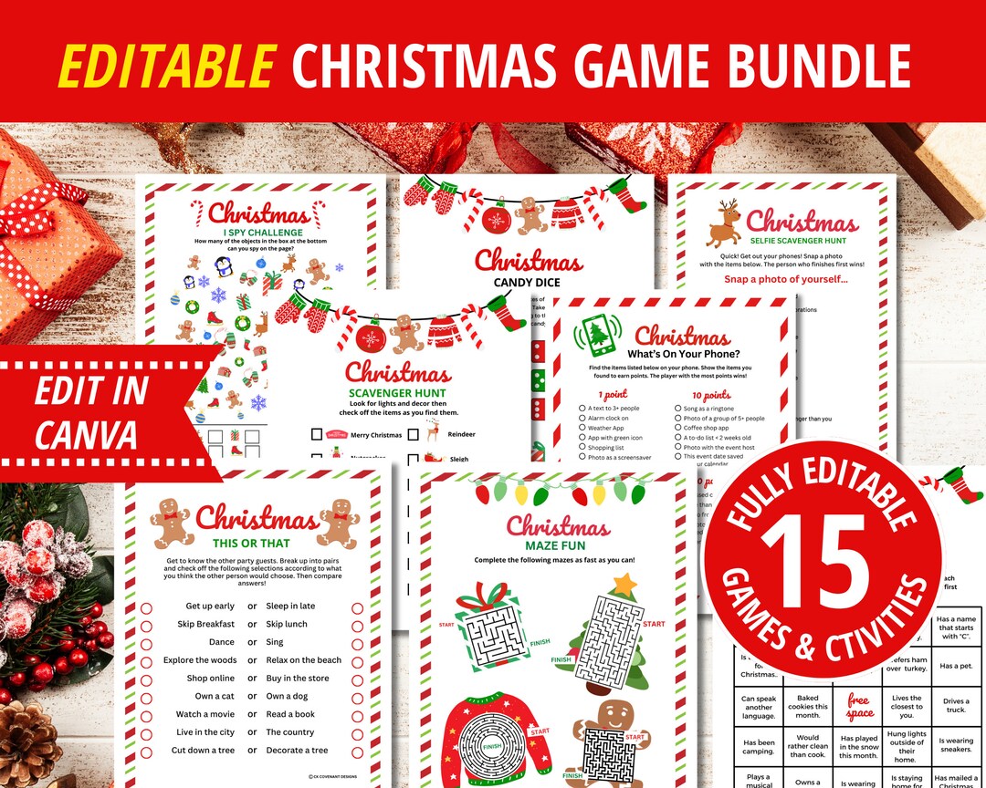 Editable Christmas Games, Christmas Game, Christmas Party, Christmas ...
