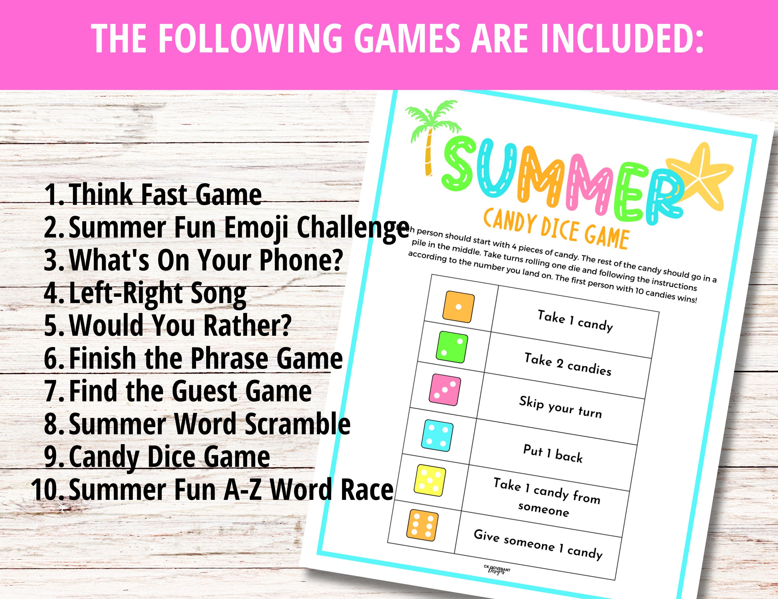 Summer Game Bundle, Summer Party Games, Summer Activities, Pool Party ...