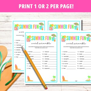 Summer Word Scramble Game, Party Games, Printable Summer Games for ...
