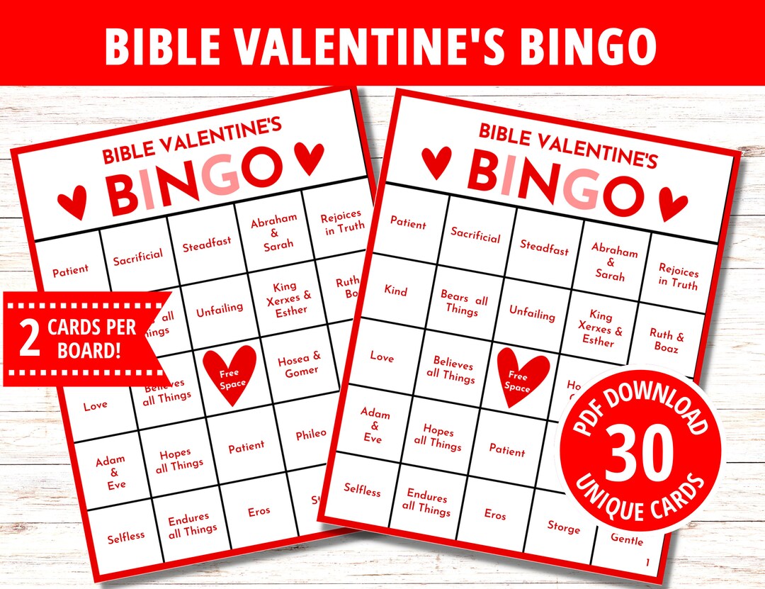 Bible Valentine's Bingo, Bible Bingo, Valentine's Day, Valentine's ...