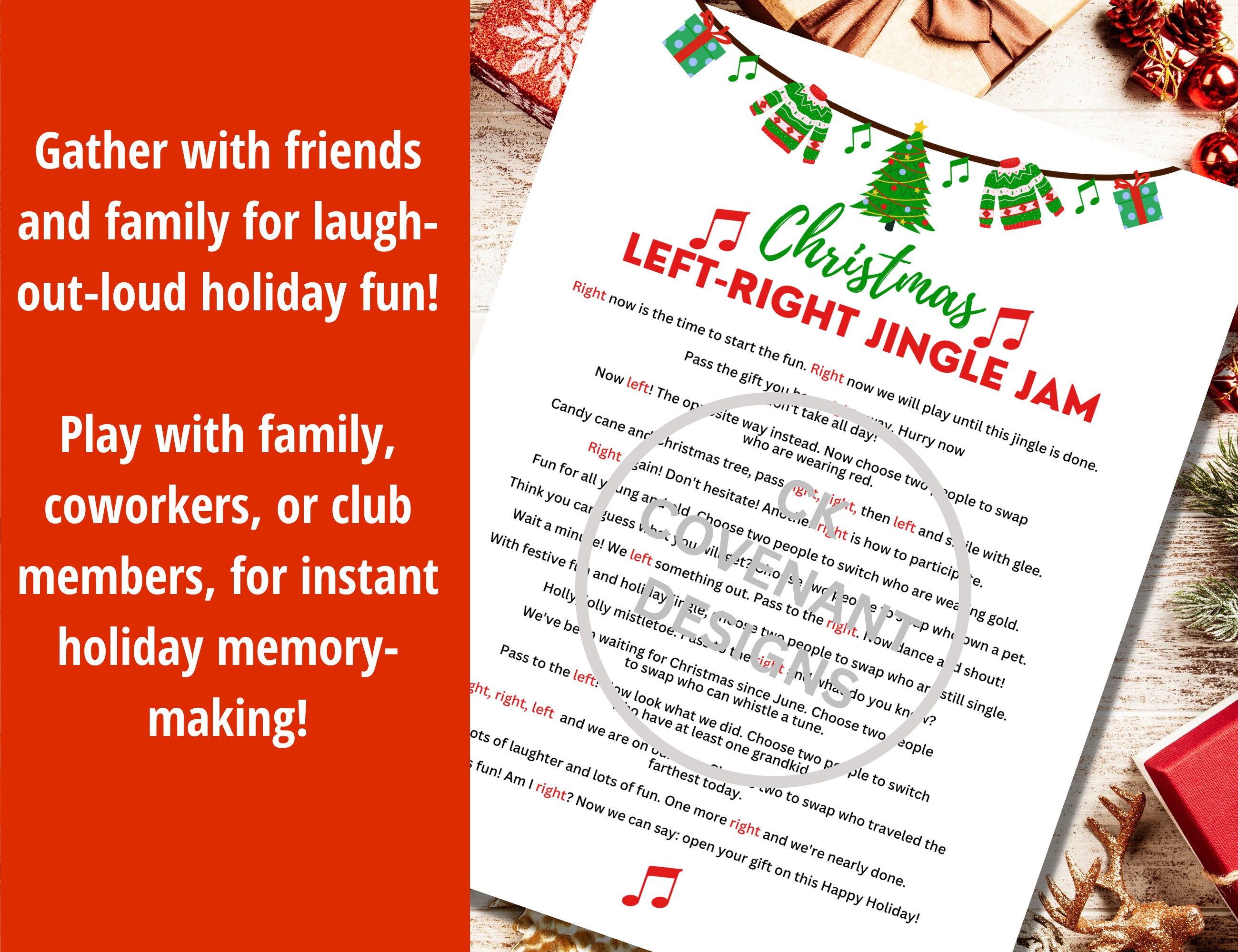Festive Fun, Left Right Game, Christmas Printable, Christmas Game, Gift ...