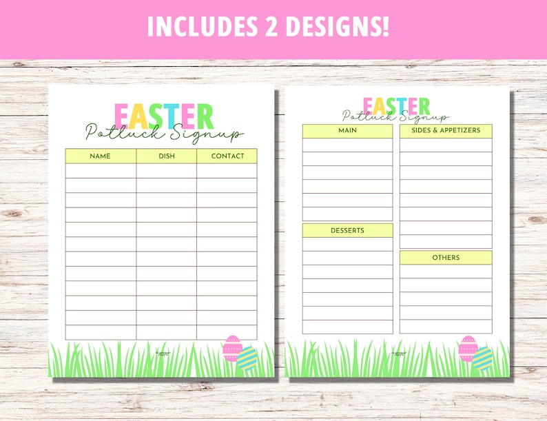 Easter Sign up Sheet, Easter Dinner Sign Up, Potluck, Potluck Template ...