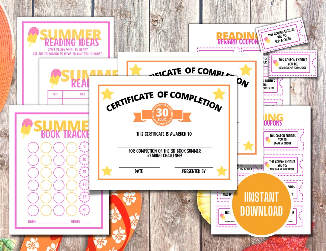 Summer Reading Log for Kids, Summer Reading Tracker, Reading Chart, 30 ...