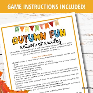 Printable Charades, Charades Cards, Autumn Fun Charades Action Cards ...