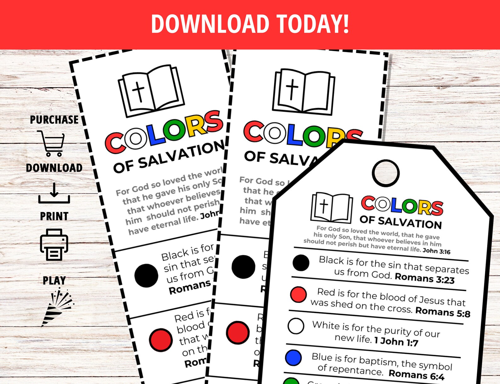 Gospel Colors Bookmarks, Printable Gospel Card, Gospel Card, Prayer ...