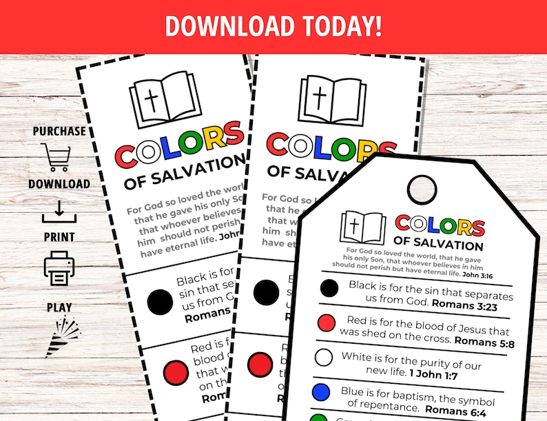 Gospel Colors Bookmarks, Printable Gospel Card, Gospel Card, Prayer ...