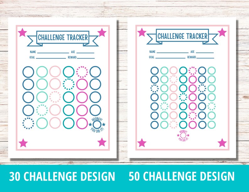 PRINTABLE, Challenge Tracker for Kids, Goal Tracker, Sticker Chart ...