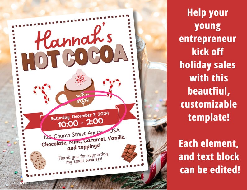 Hot Cocoa Flyer Template, Editable Hot Cocoa Bar Flyer Template, Hot ...