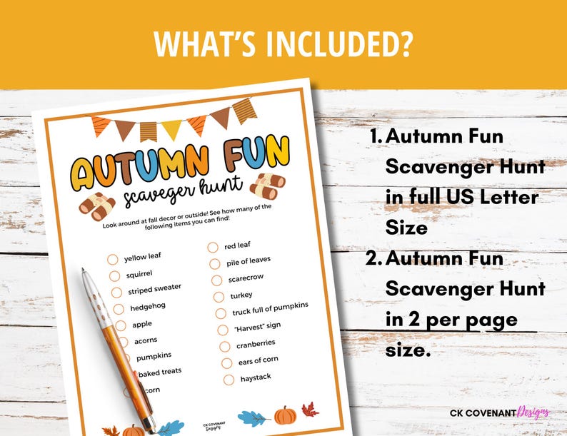 Fall Games, Harvest Games, Scavenger Hunt for Kids & Adults, Autumn ...