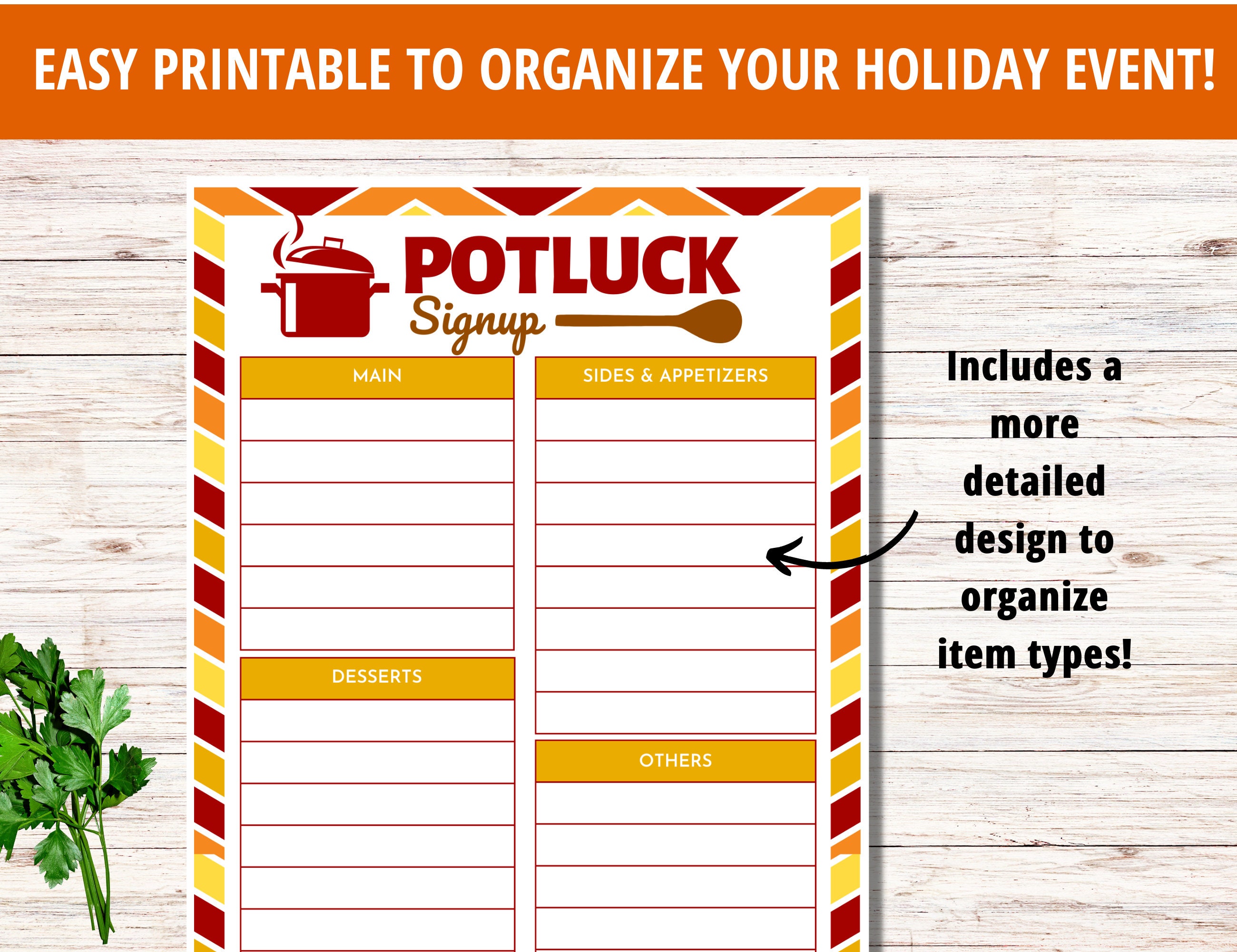 Sign up Sheet Potluck Sign up Sheet Holiday Potluck Potluck - Etsy