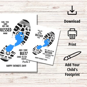 Father's Day Craft, Footprint Art, Gift for Christian Dad, Gifts for ...