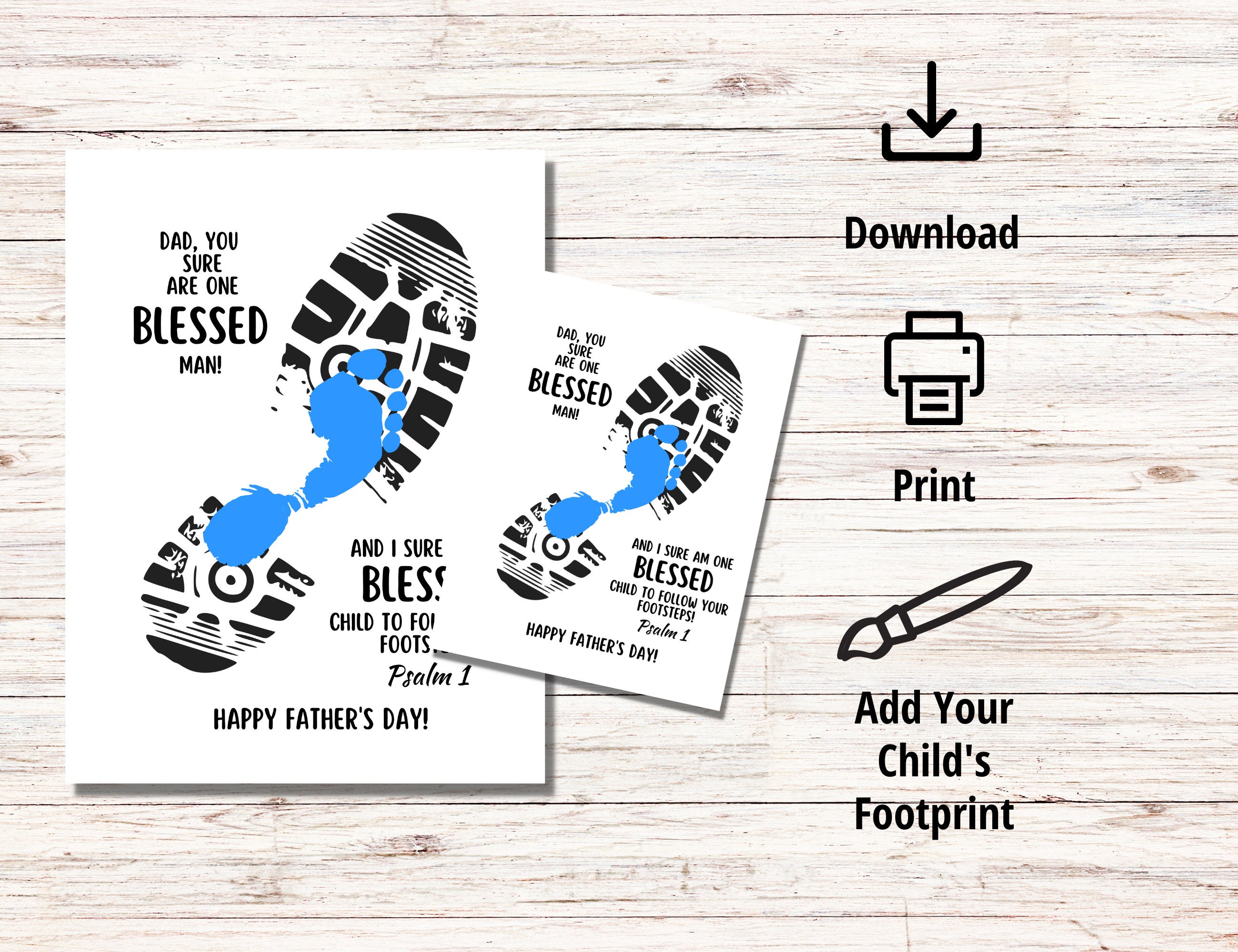 Father's Day Craft, Footprint Art, Gift for Christian Dad, Gifts for ...