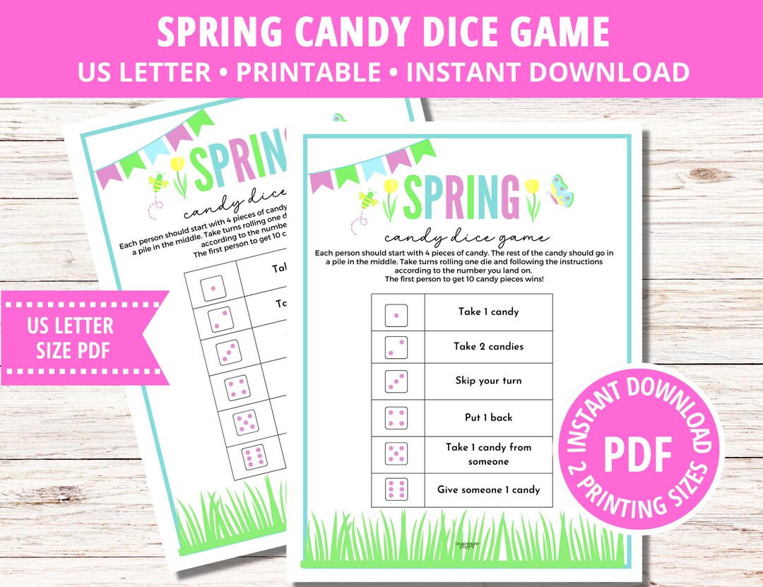Spring Candy Dice Game, Family Games. Games for Adults, Spring Games ...