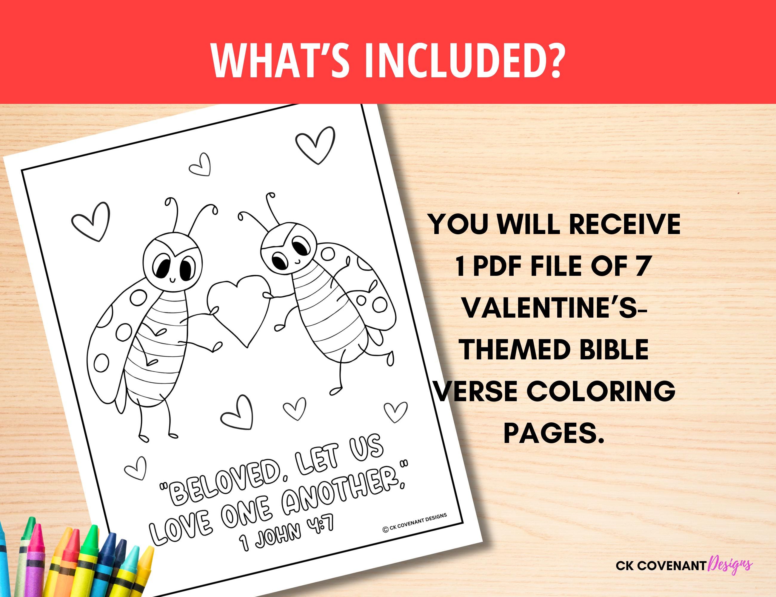 Valentine's Day Coloring Pages, Bible Verse Coloring Pages, Valentine's ...