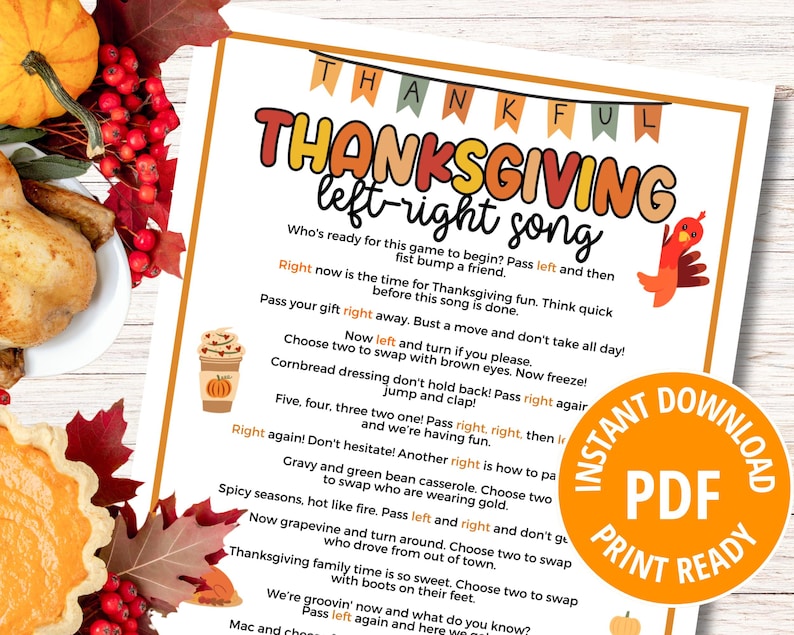 Thanksgiving Games Fun Left Right Game, Thanksgiving Party Games ...