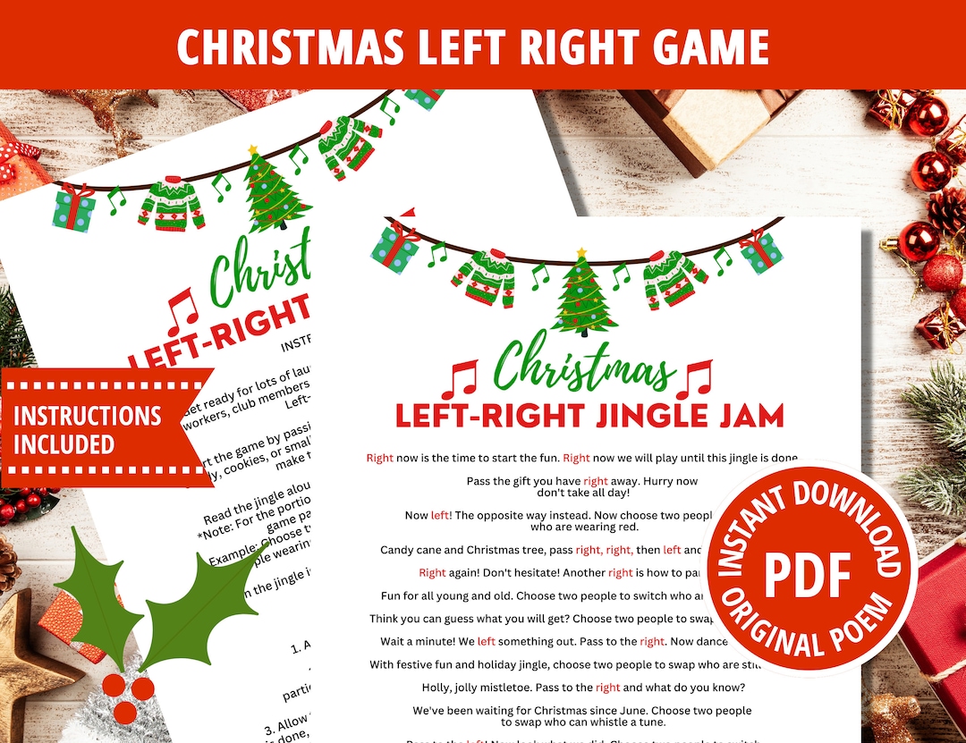Festive Fun, Left Right Game, Christmas Printable, Christmas Game, Gift ...