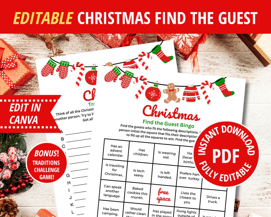 Christmas Party Game, Holiday Party Game, Christmas Bingo, Printable ...