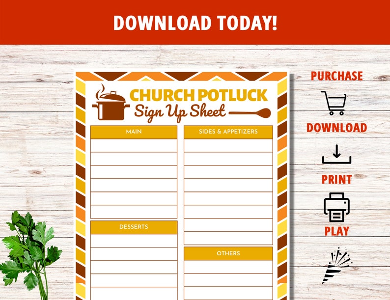 Sign up Sheet, Potluck Sign up Sheet, Holiday Potluck, Potluck Template ...