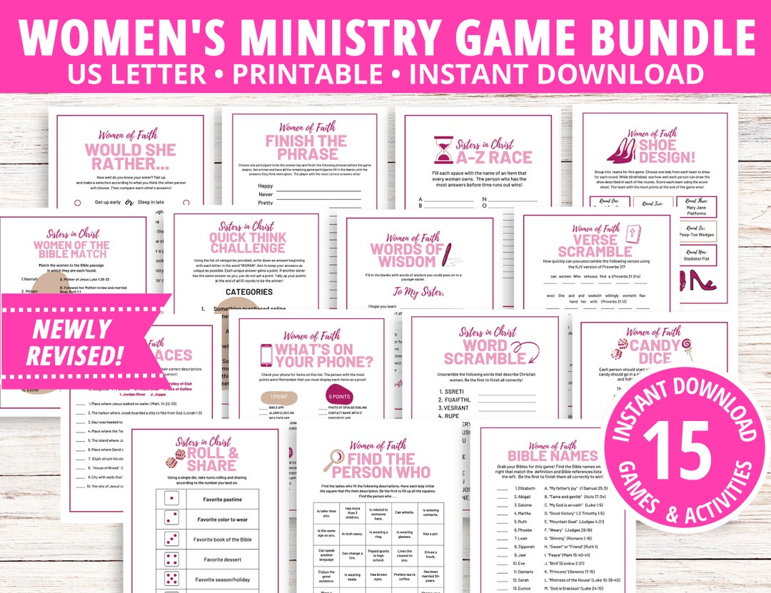 Women's Ministry Game Bundle, Bible Games, Find the Guest Bingo, Women ...