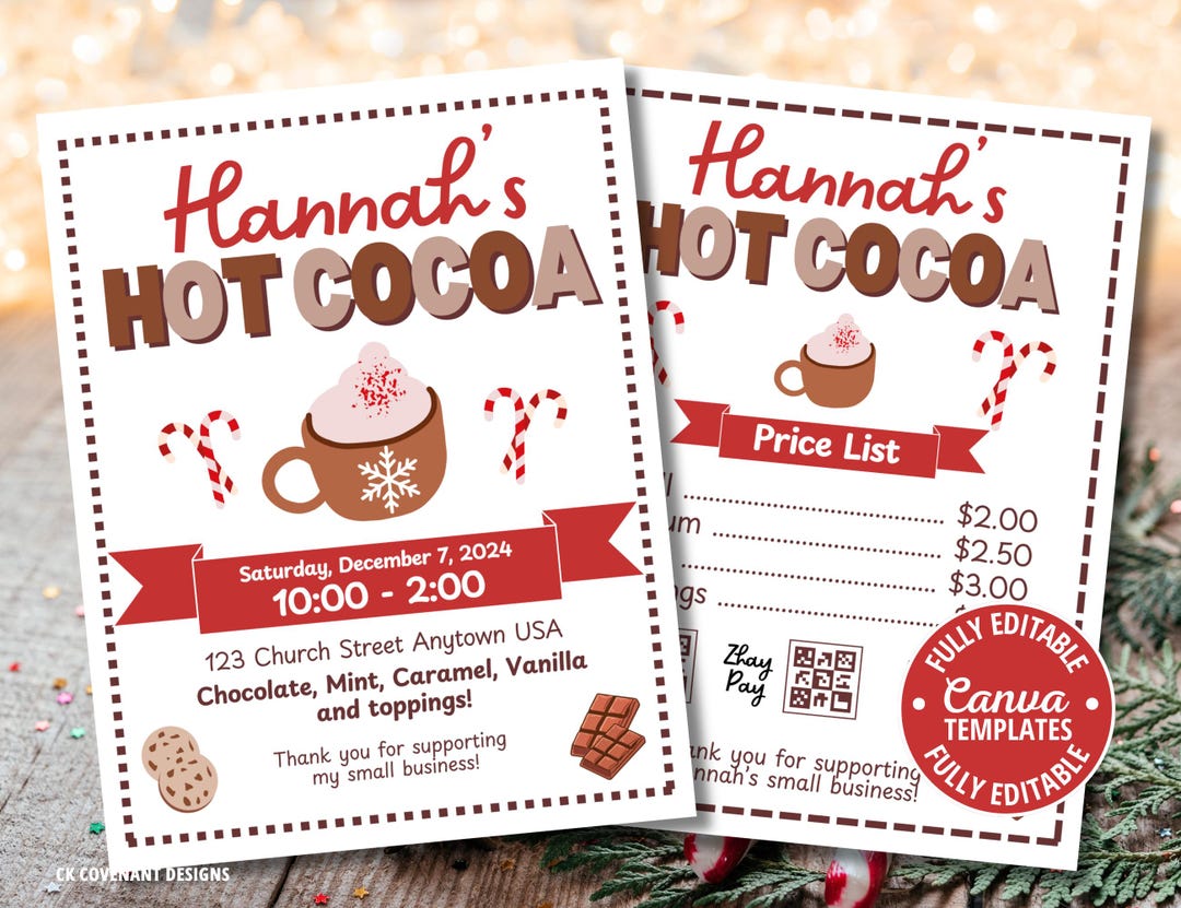 Hot Cocoa Flyer Template, Editable Hot Cocoa Bar Flyer Template, Hot ...