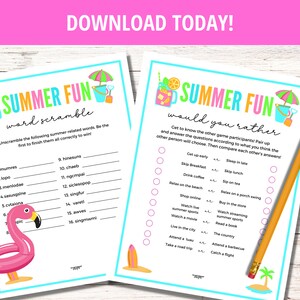 Summer Game Bundle, Summer Party Games, Summer Activities, Pool Party ...
