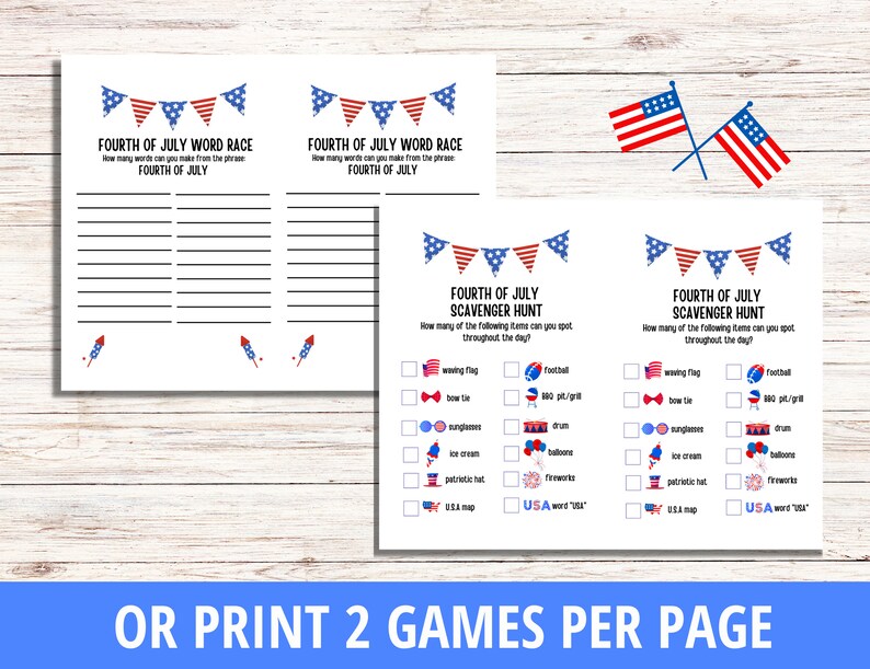 4th of July Printable Game Bundle 4th of July Party Games - Etsy