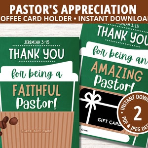 Pastor Appreciation Gift, Coffee Gift Card Holder, Clergy Appreciation ...