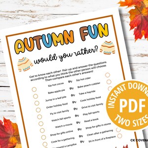 Fall Games, Would You Rather, Fall Activities for Kids & Adults, Autumn ...