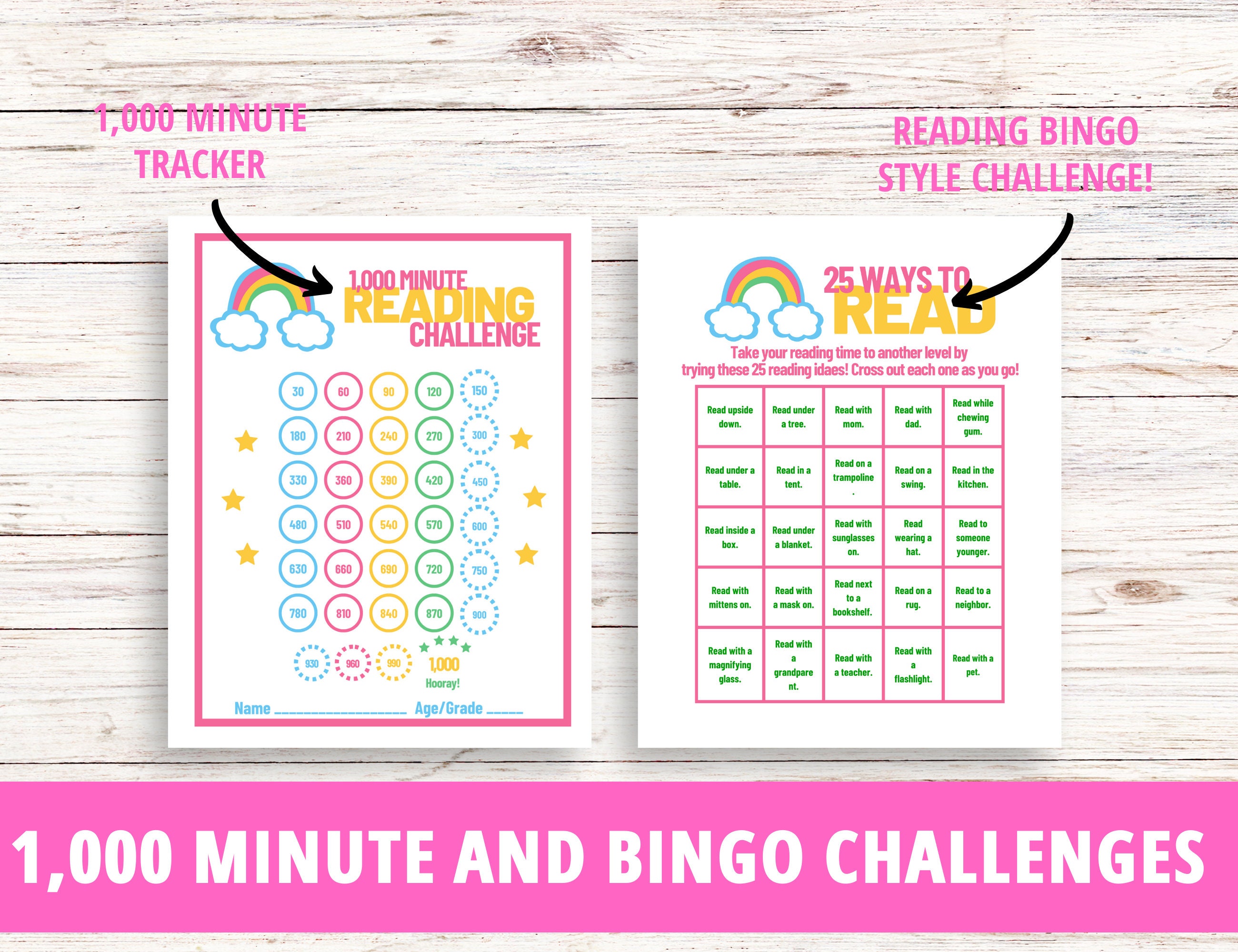Reading Tracker Chart for Kids, Bright Rainbow Reading Challenge ...