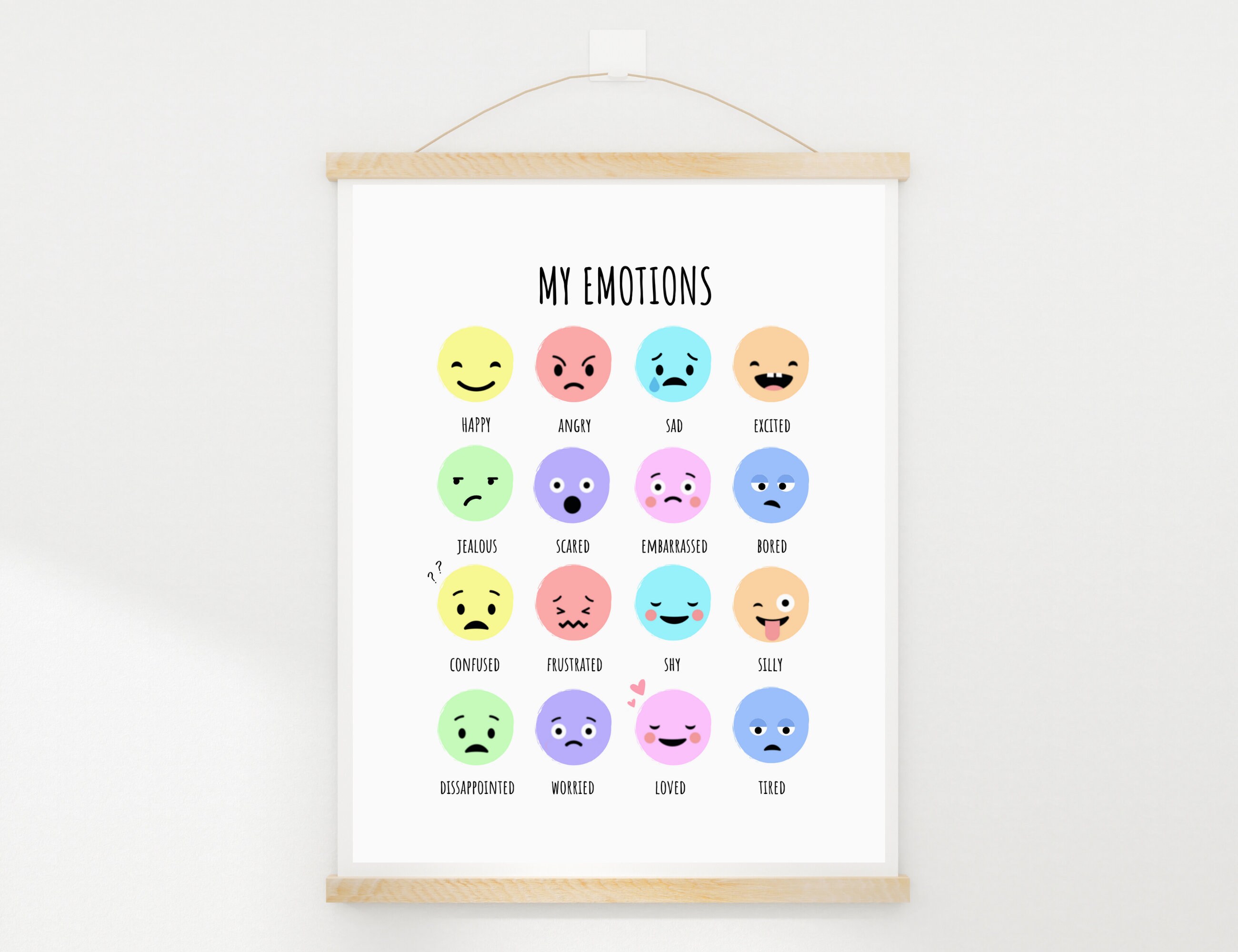 Feelings Chart, Mental Health Print, Pastel Classroom Decor ...