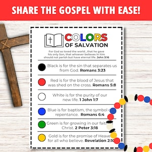 Colors of Salvation Card Bundle, Printable Gospel Card, Gospel Card ...