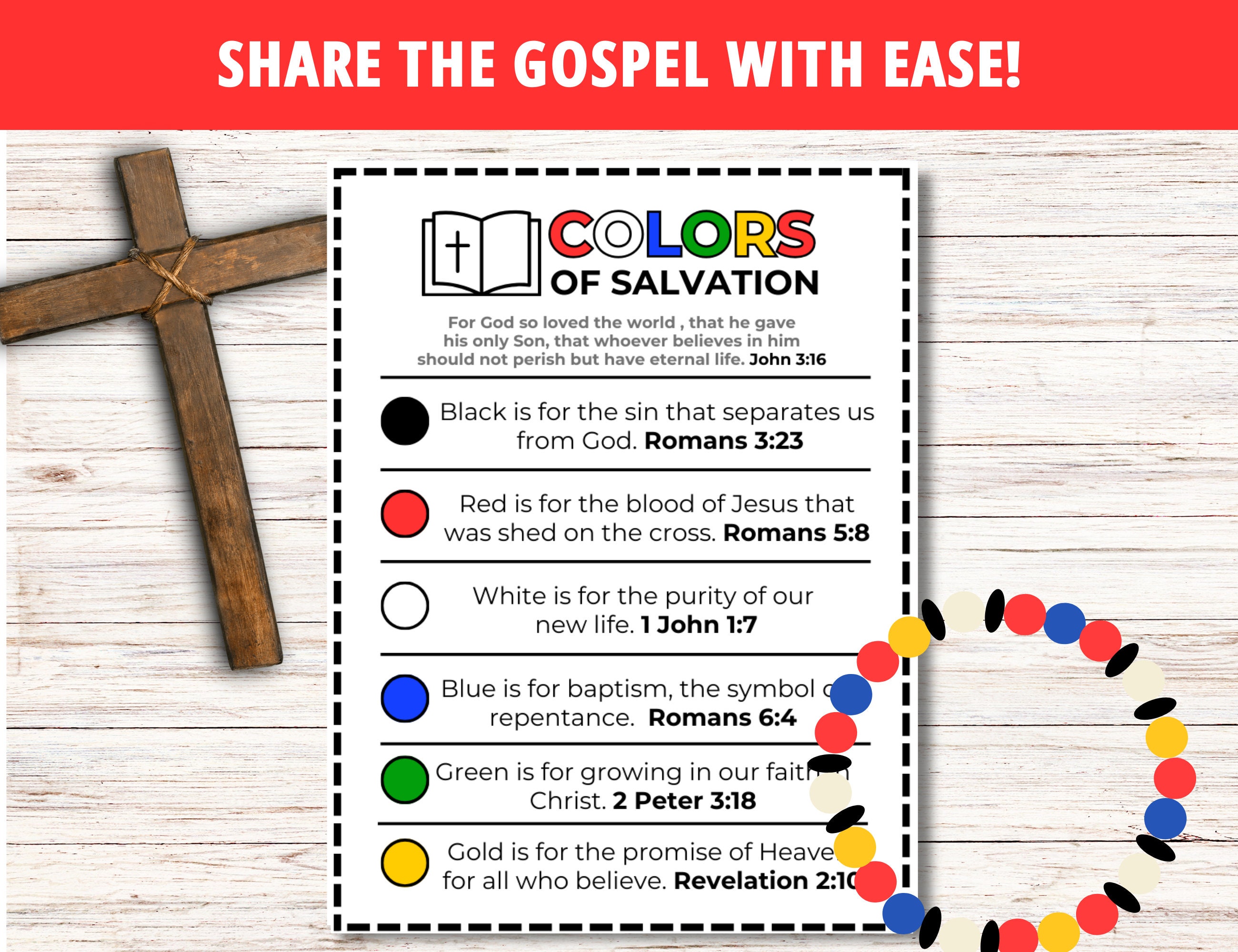 Colors of Salvation Card Bundle, Printable Gospel Card, Gospel Card ...