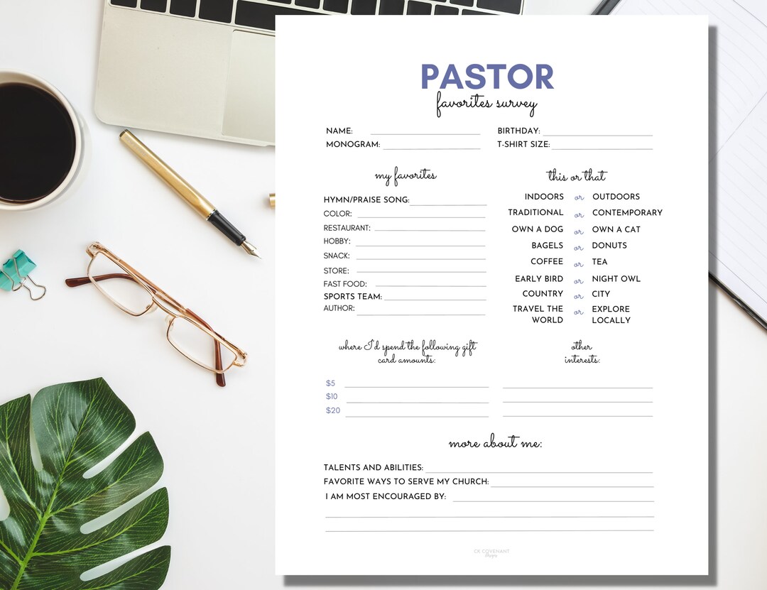 All About Me Survey, Pastor Appreciation, Clergy Appreciation ...