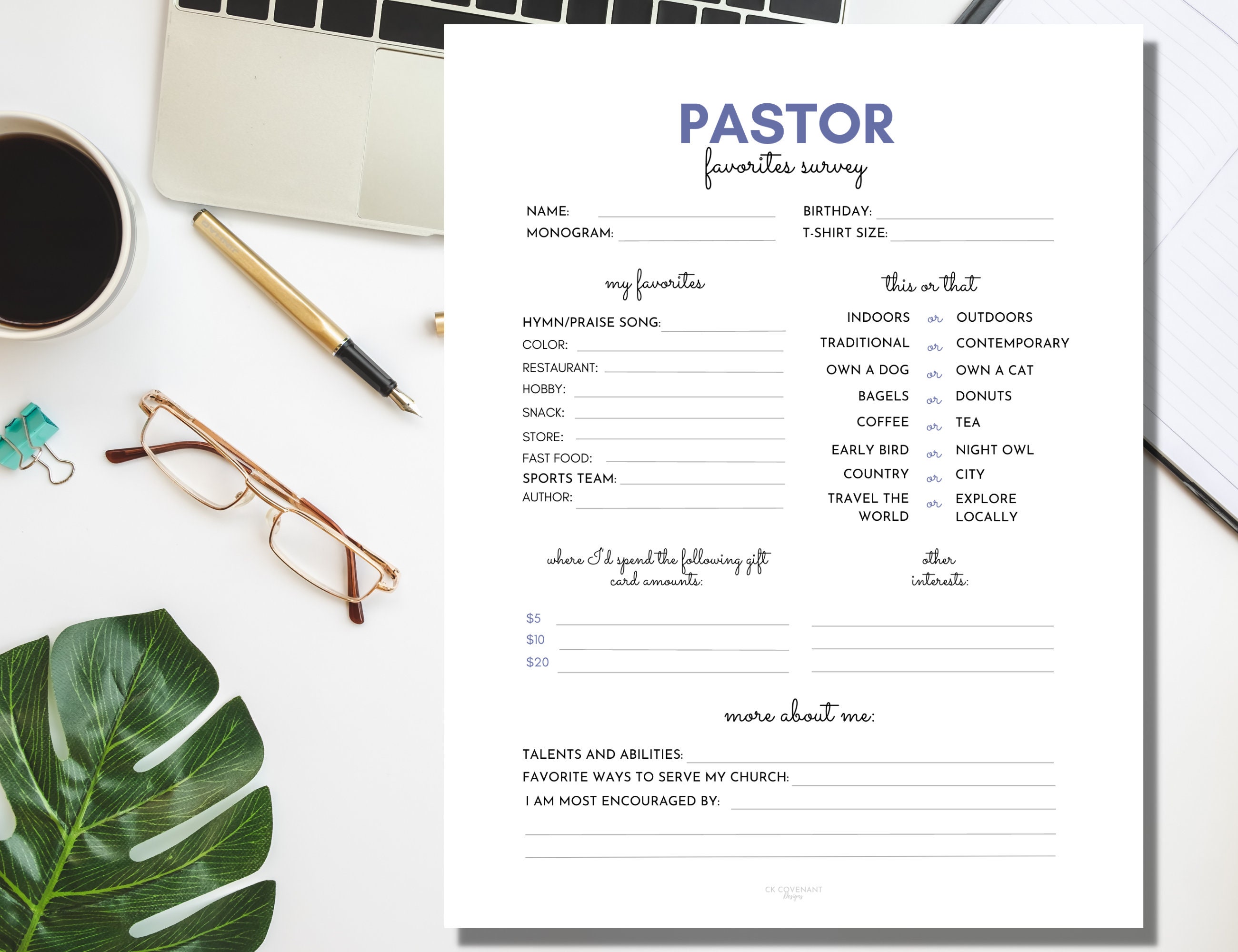 All About Me Survey, Pastor Appreciation, Clergy Appreciation ...