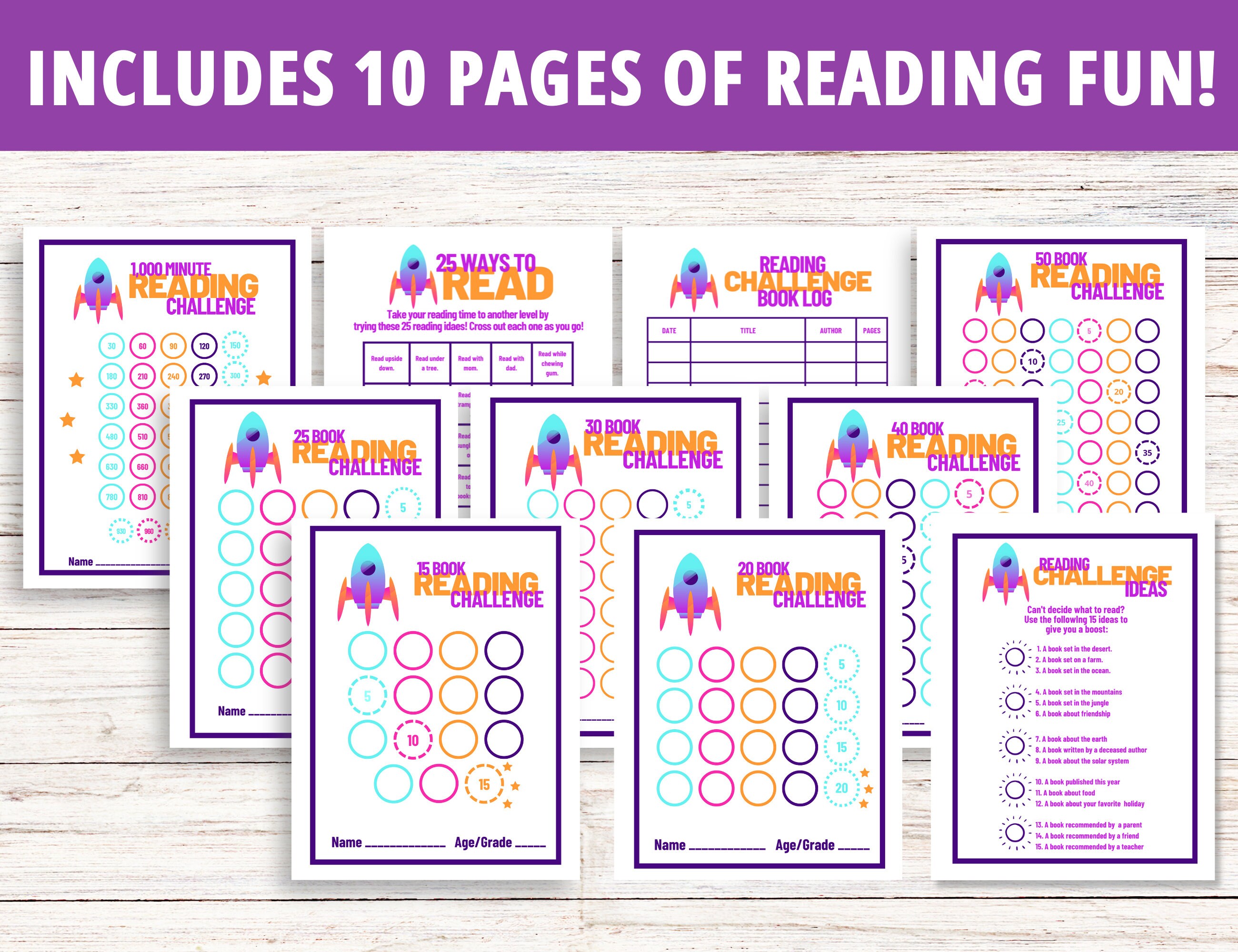 Reading Tracker Chart for Kids, Reading Challenge, Reading Bingo ...