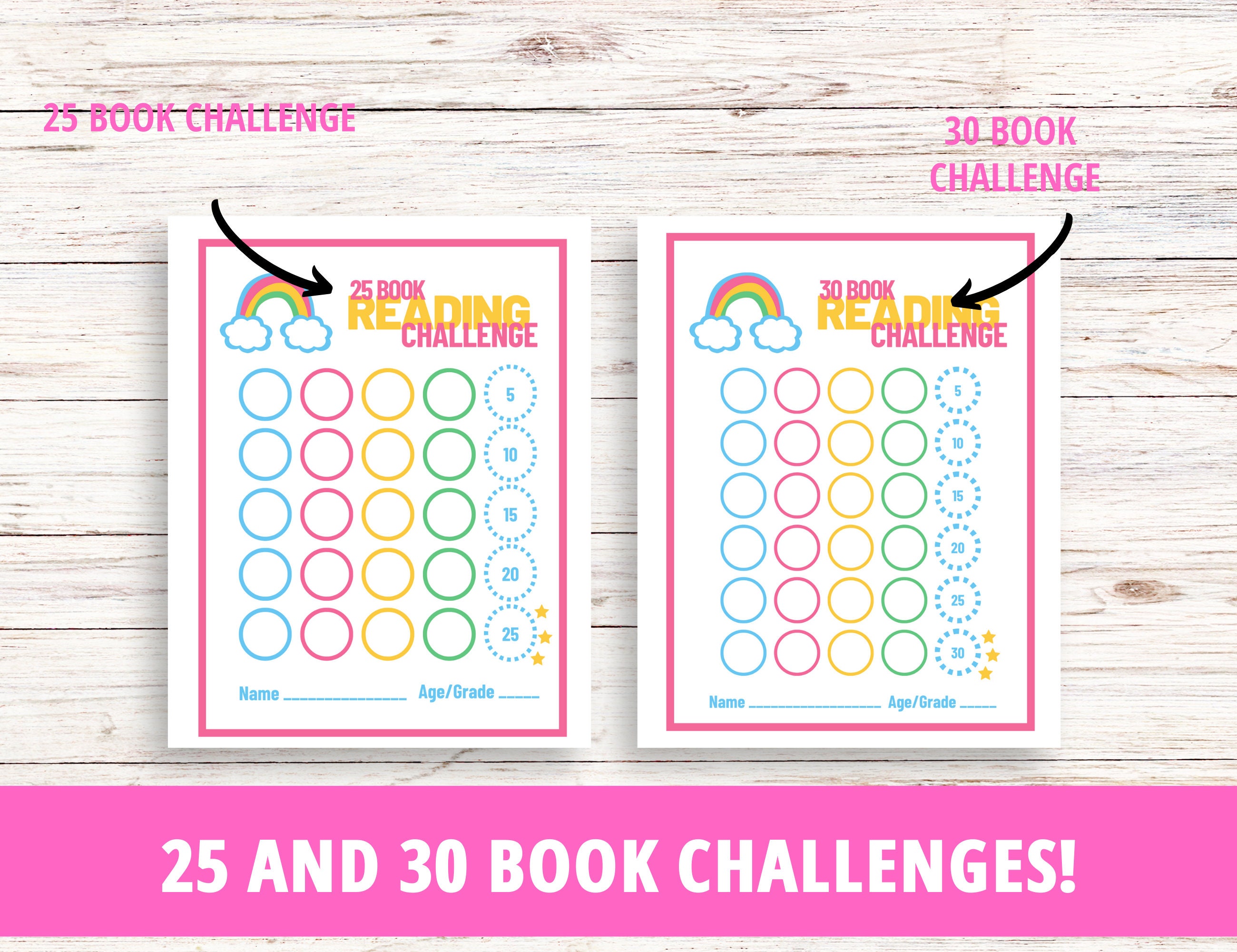 Reading Tracker Chart for Kids, Bright Rainbow Reading Challenge ...