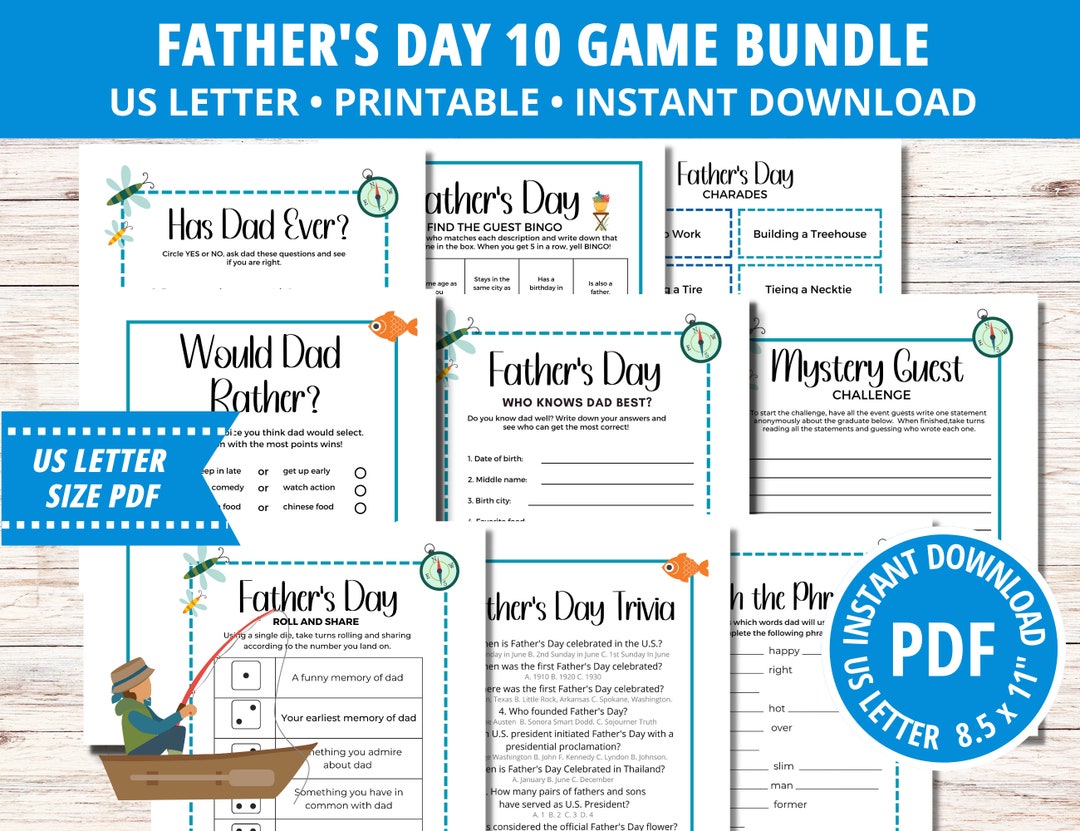 Printable Father's Day Game Bundle Family Game Night - Etsy