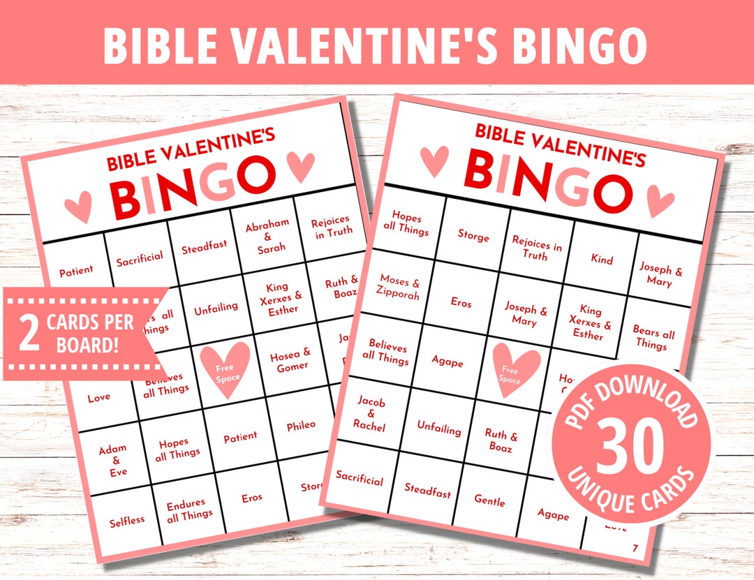 Bible Valentine's Bingo, Bible Bingo, Valentine's Day, Valentine's ...