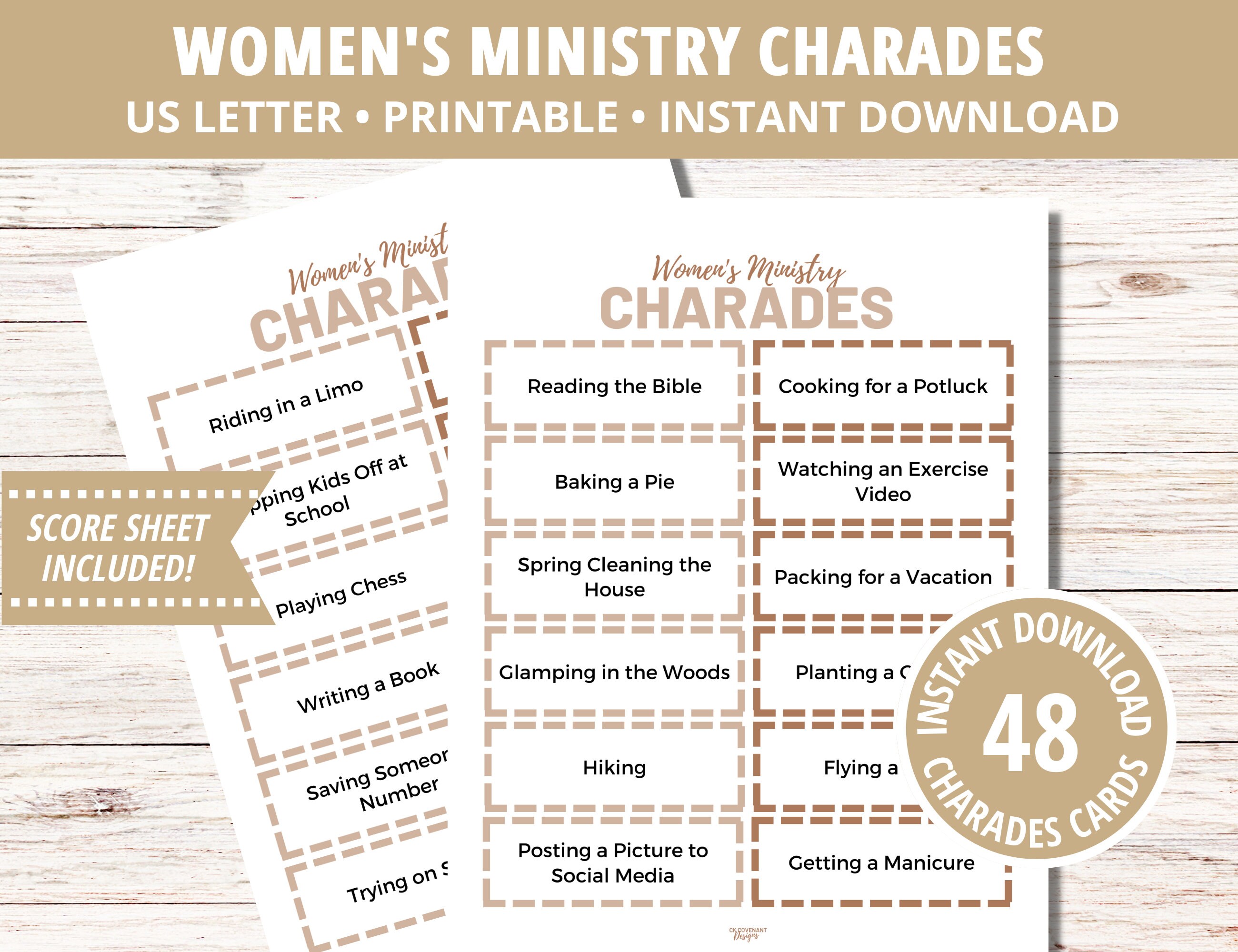 Women's Ministry Action Charades Cards, Bible Games, Printable Charades ...