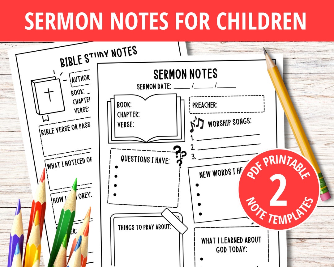 Sermon Notes for Children, Kids Sermon Notes, Sunday School, Kids ...