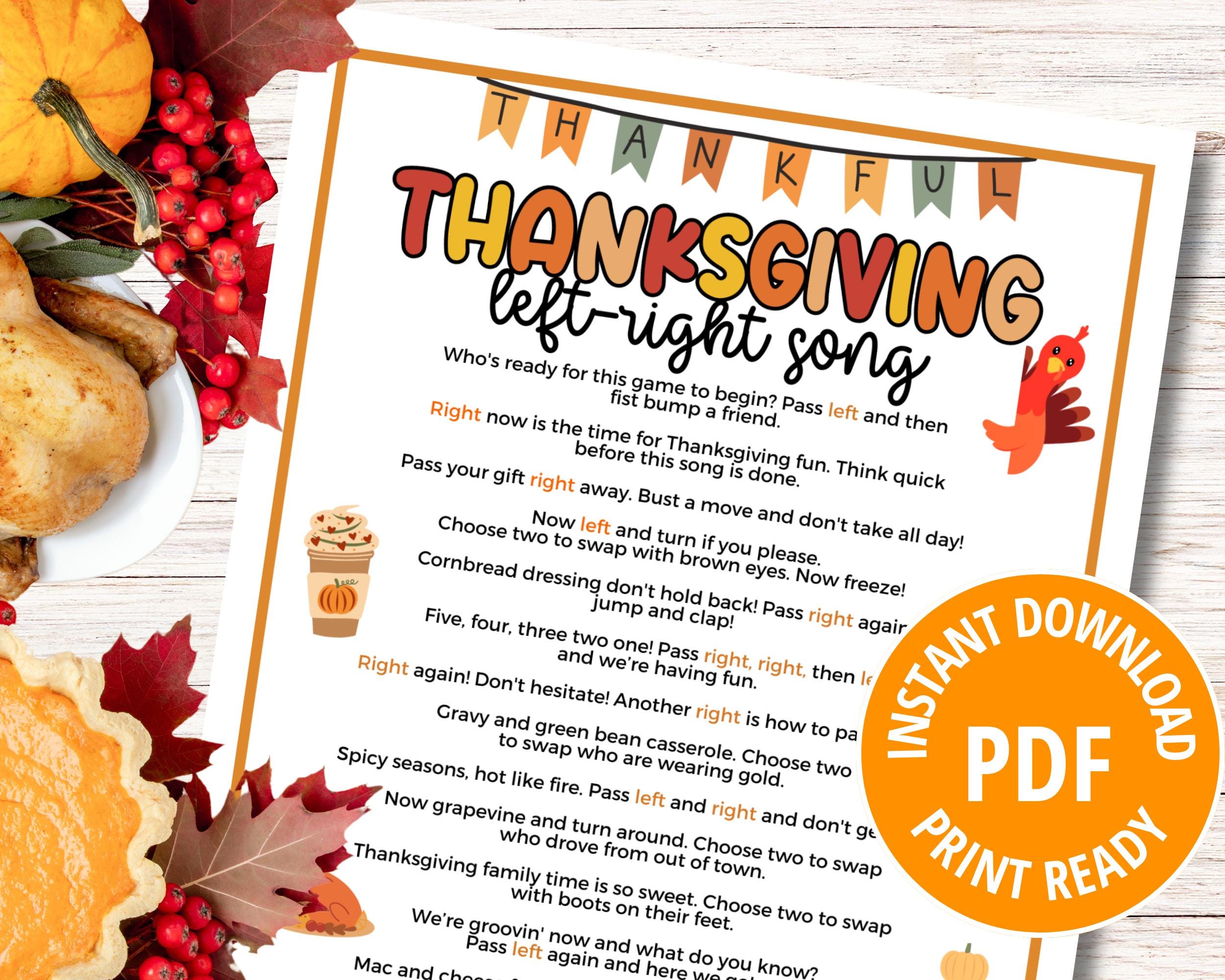 Thanksgiving Games Fun Left Right Game, Thanksgiving Party Games ...