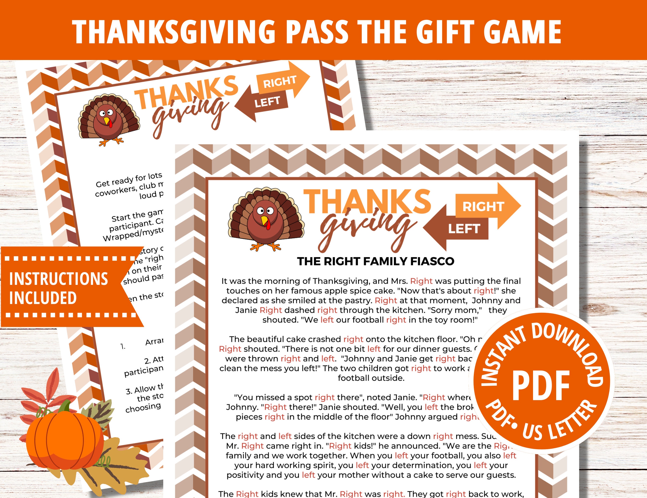 Thanksgiving Left Right Game, Funny Thanksgiving, Pass the Prize Game ...