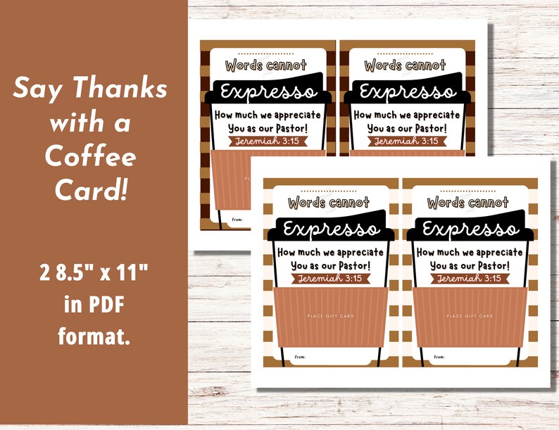 Pastor Appreciation Gift, Coffee Gift Card Holder, Clergy Appreciation ...