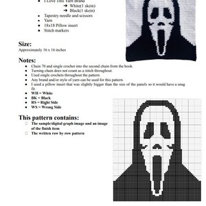Scream Crochet Pillow Pattern Halloween Crochet Pattern Ghostface ...