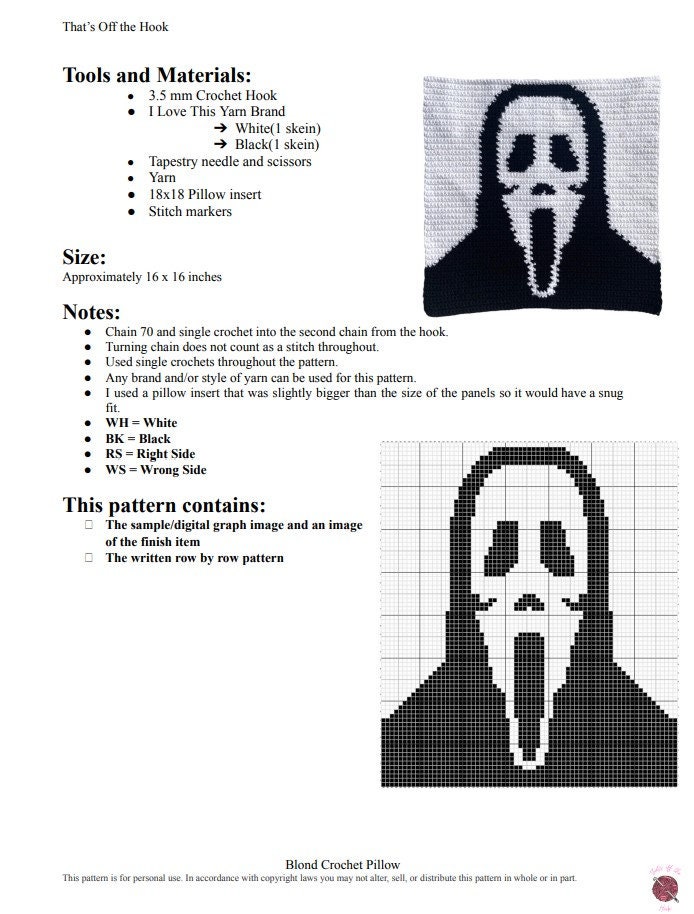 Scream Crochet Pillow Pattern Halloween Crochet Pattern - Etsy