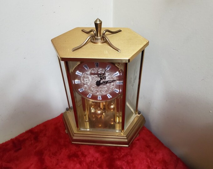 Vintage Kundo Anniversary Battery Operated Clock in Etched Glass Case/1 ...